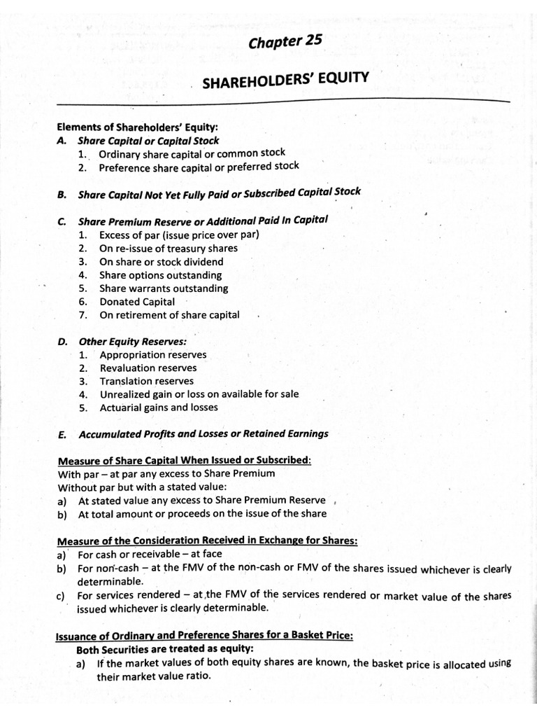 Shareholders Equity | PDF