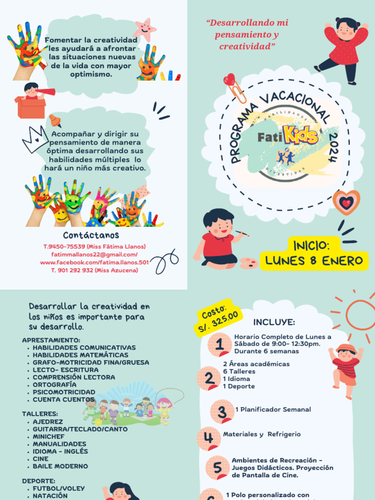 Diptico Informativo PRograma Vacacional 2024 | PDF | Comunicación humana | Aprendizaje