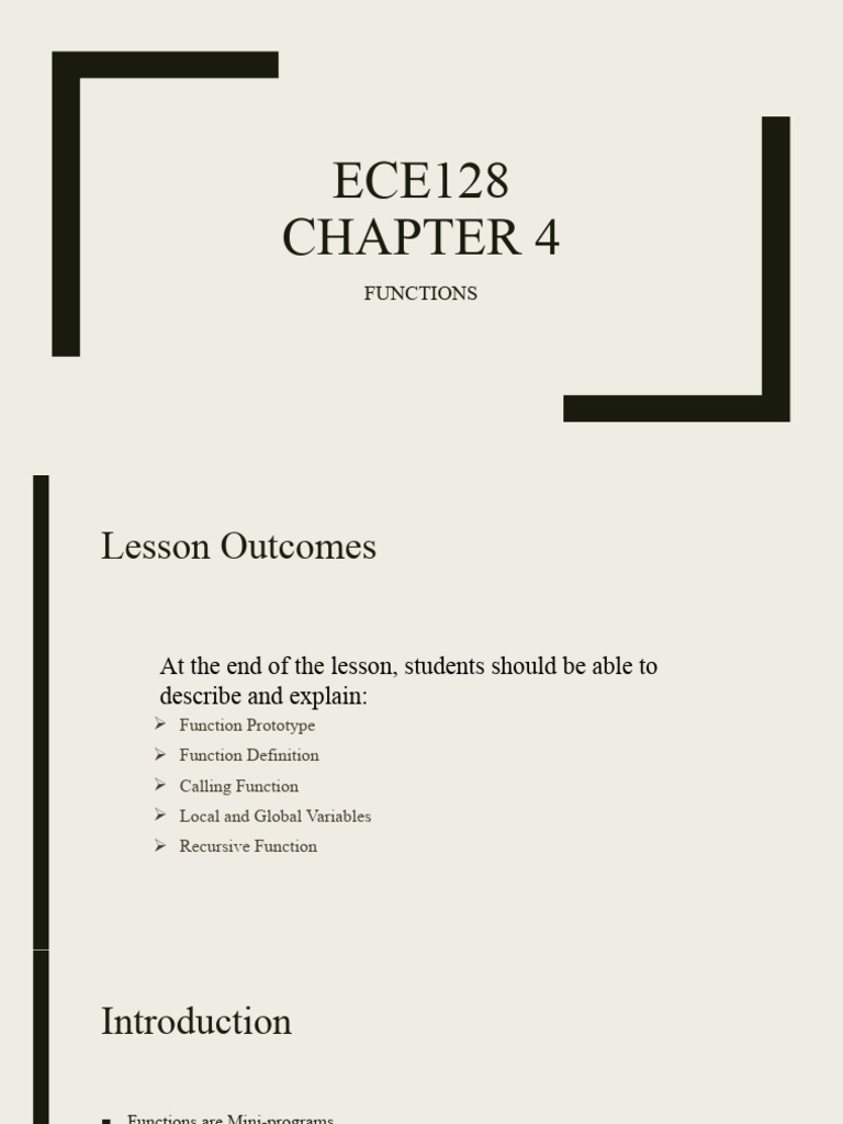 Chapter 4 Functions Ece128 | PDF | Computers