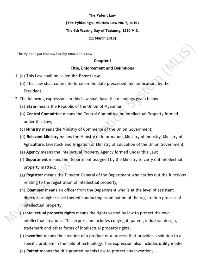 Patent Law | PDF | Glossary Of Patent Law Terms | Patent