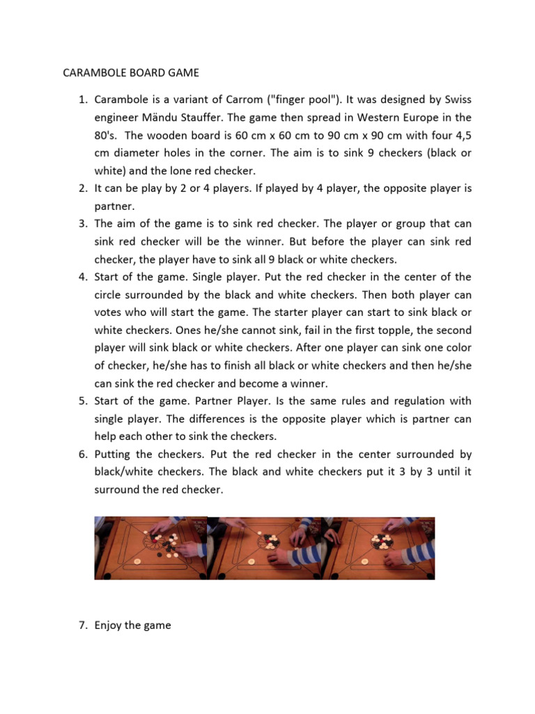 Carambole Board Game | PDF | Home & Garden