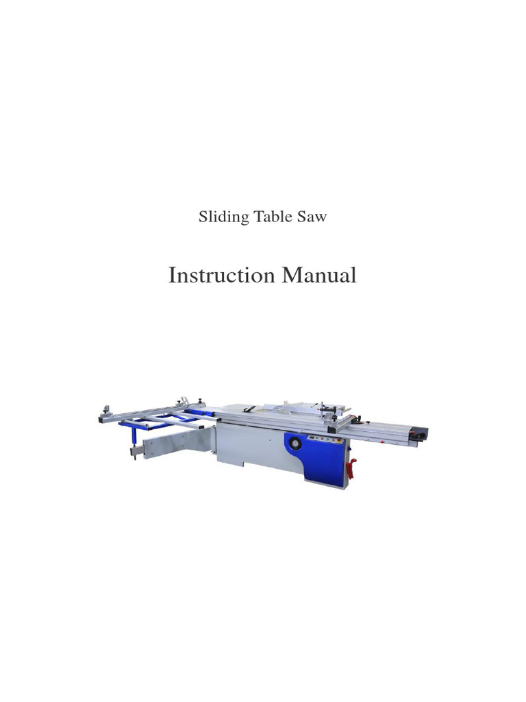 Sliding Table Saw Instruction Manual | PDF | Technology & Engineering