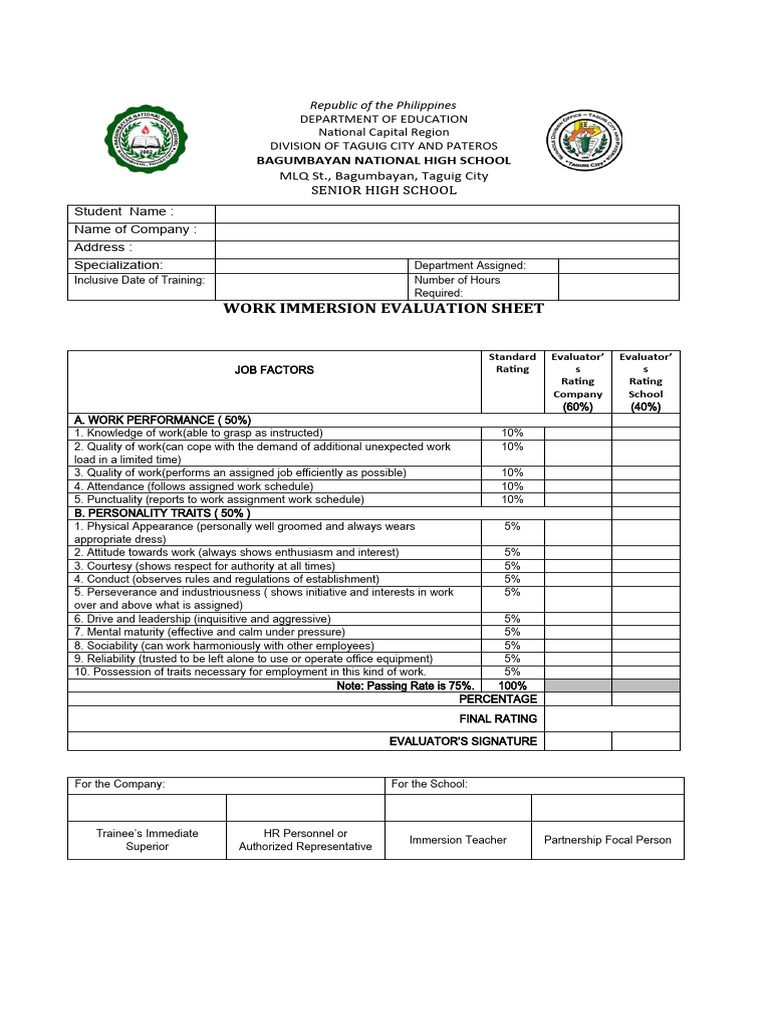 eval-sheet | PDF | Business | Psychology