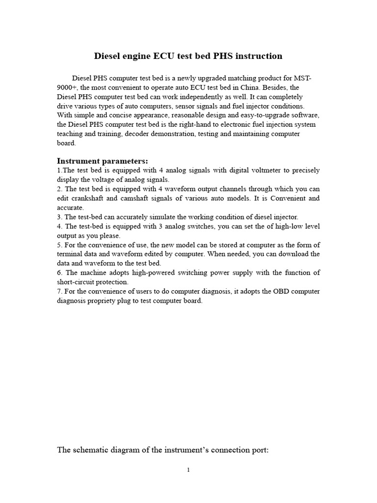 MST 9001d Diesel Engine Ecu Test Rig Phs Instruction 1 | PDF | Diesel ...