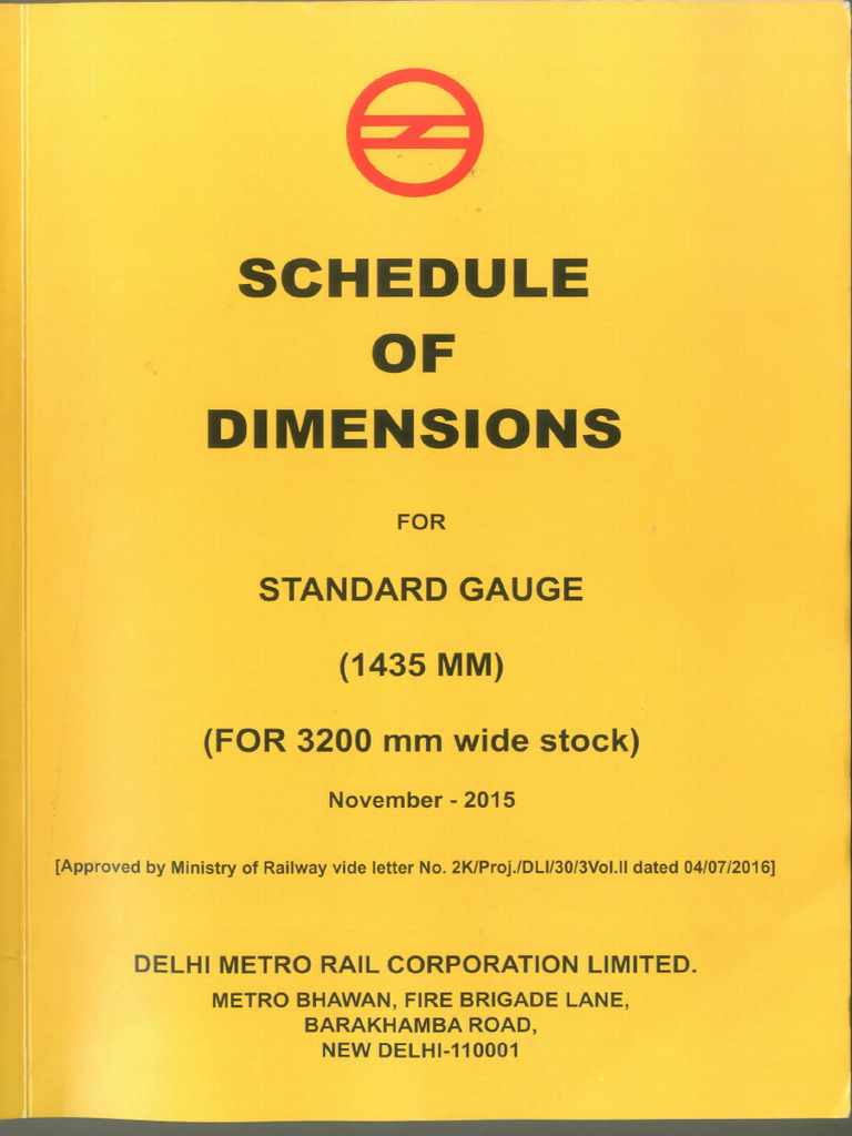 Schedule OF Dimensions: Standard Gauge | PDF | Rapid Transit | Infrastructure