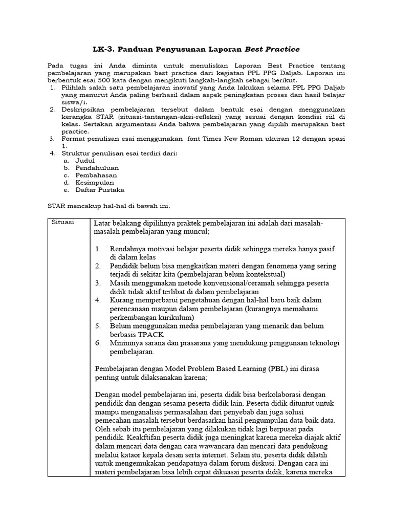 LK. 3.1 Penyusunan Hasil Best Practice CONTOH | PDF | Karier & Perkembangan
