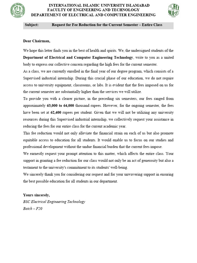 Fee Reduction Application | PDF