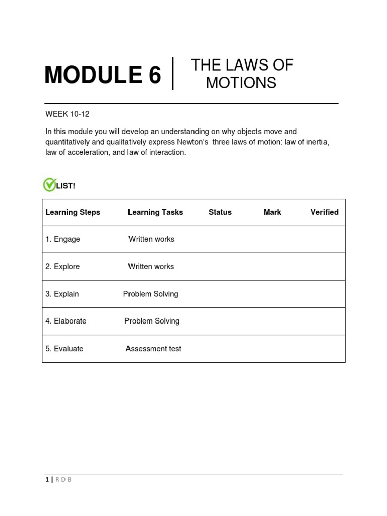 Module 6 The Laws of Motion | PDF | Force | Newton's Laws Of Motion