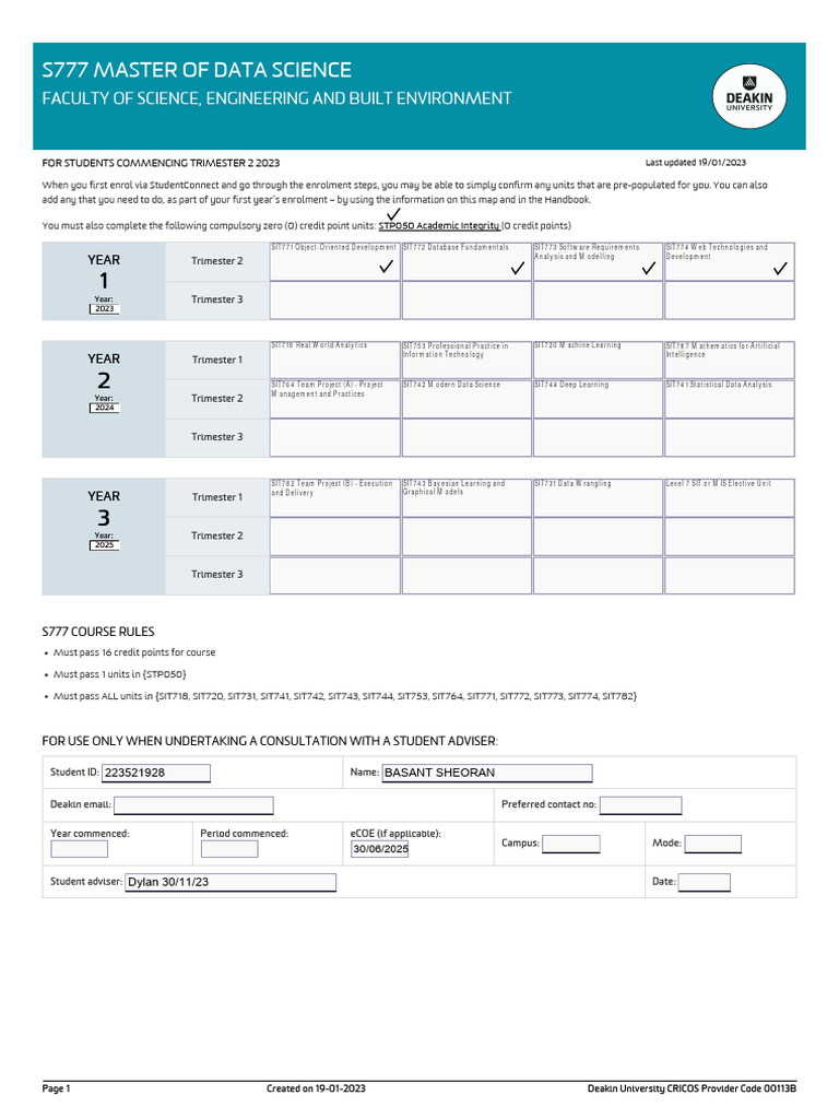 Deakin Master of Data Science Roadmap | PDF | Computers