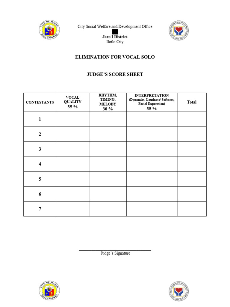 Judge Score Sheets | PDF
