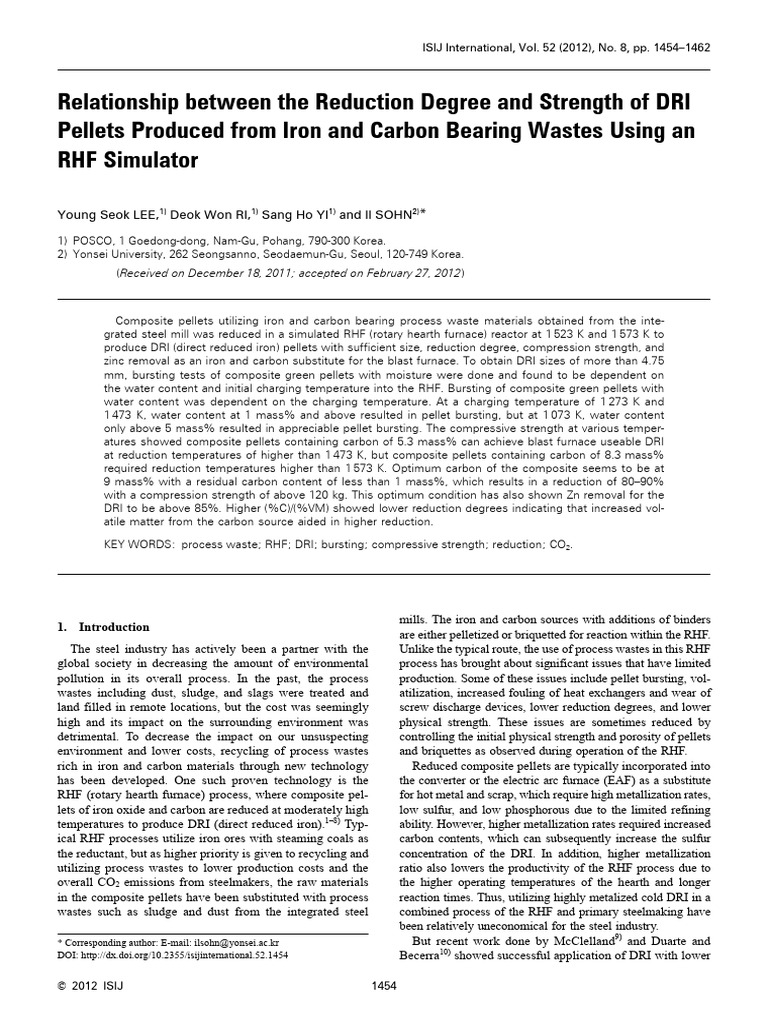 Strength of DRI Pellets With Temp | PDF