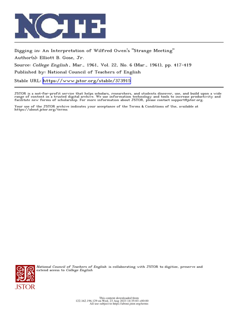 Strange Meeting | PDF