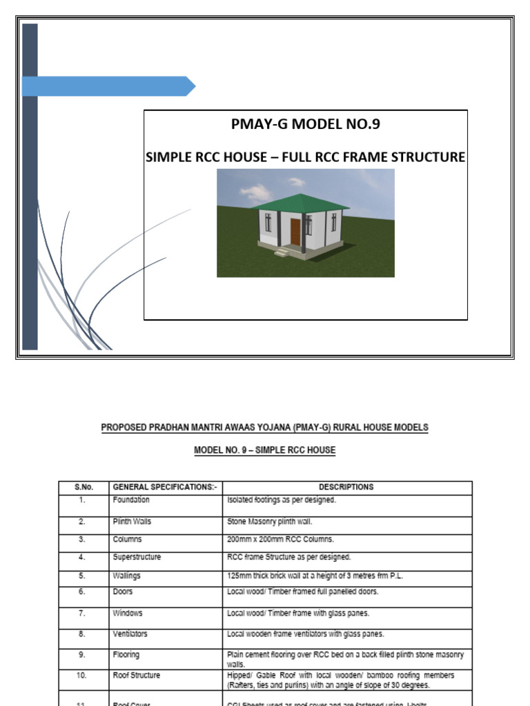 PMAY G - Model 9 | PDF | Framing (Construction) | Concrete