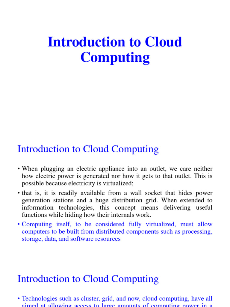 Introduction To Cloud Computing | PDF | Cloud Computing | Computing