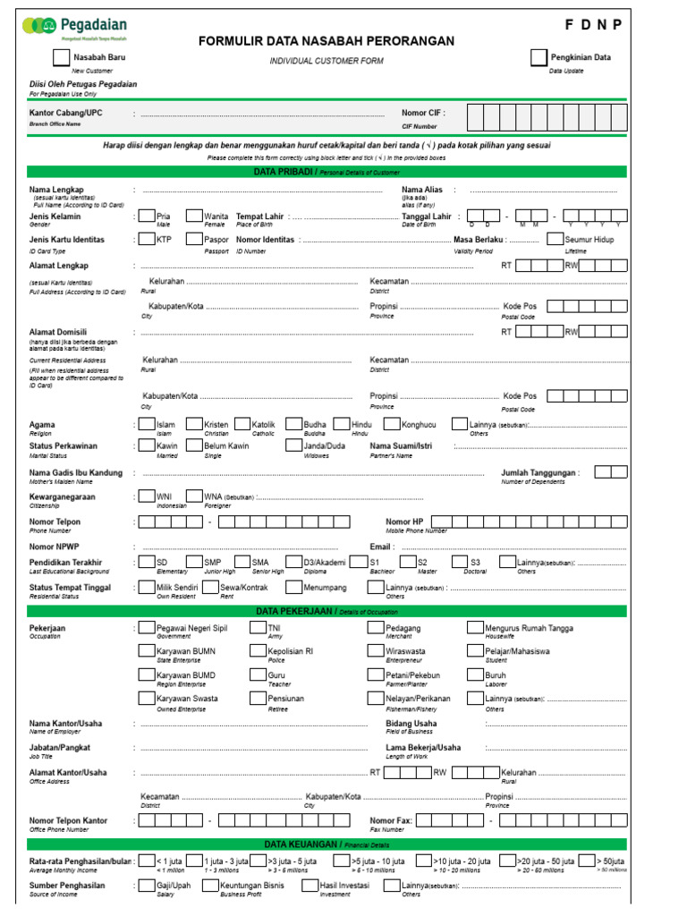 Formulir Data Nasabah Perorangan_240102_162117 | PDF