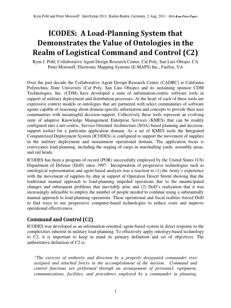 ICODES - A Load-Planning System That Demonstrates The Value of Ont ...