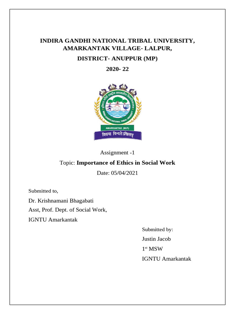 Ethics in Social Work Assignment | PDF | Social Work | Dignity