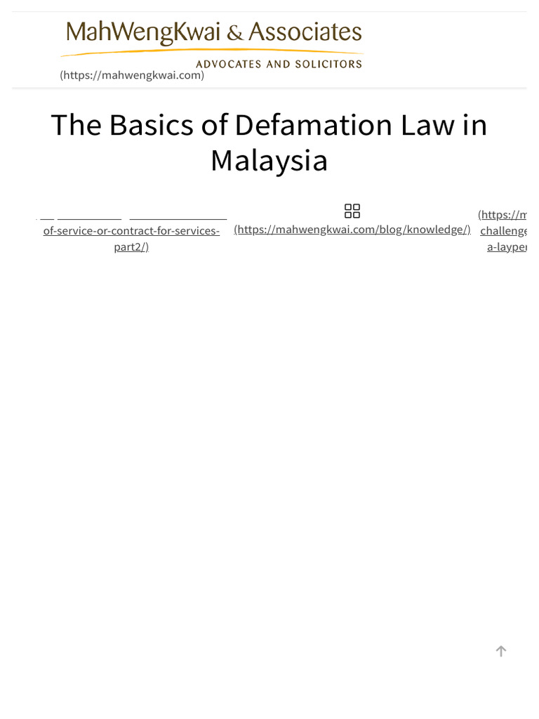 The Basics of Defamation Law in Malaysia | PDF | Law