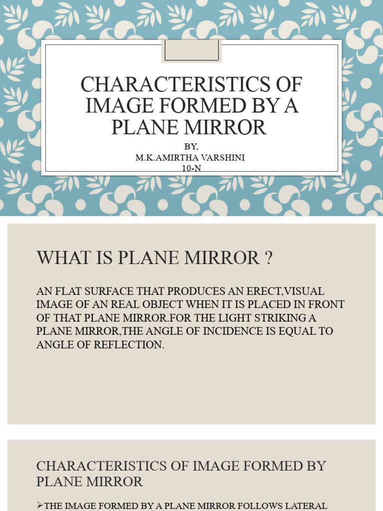 Characteristics of A Image Formed by A Plane Mirror | PDF