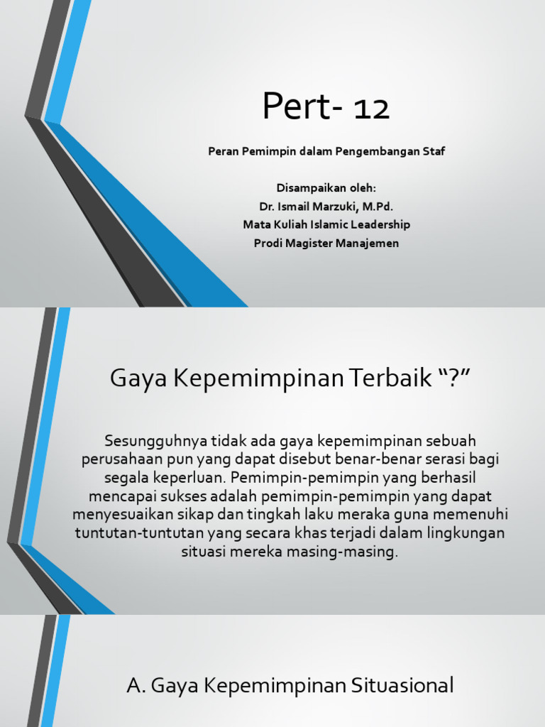 Pert-12 Peran Pemimpin Dalam Pengembangan Staf | PDF | Karier & Perkembangan