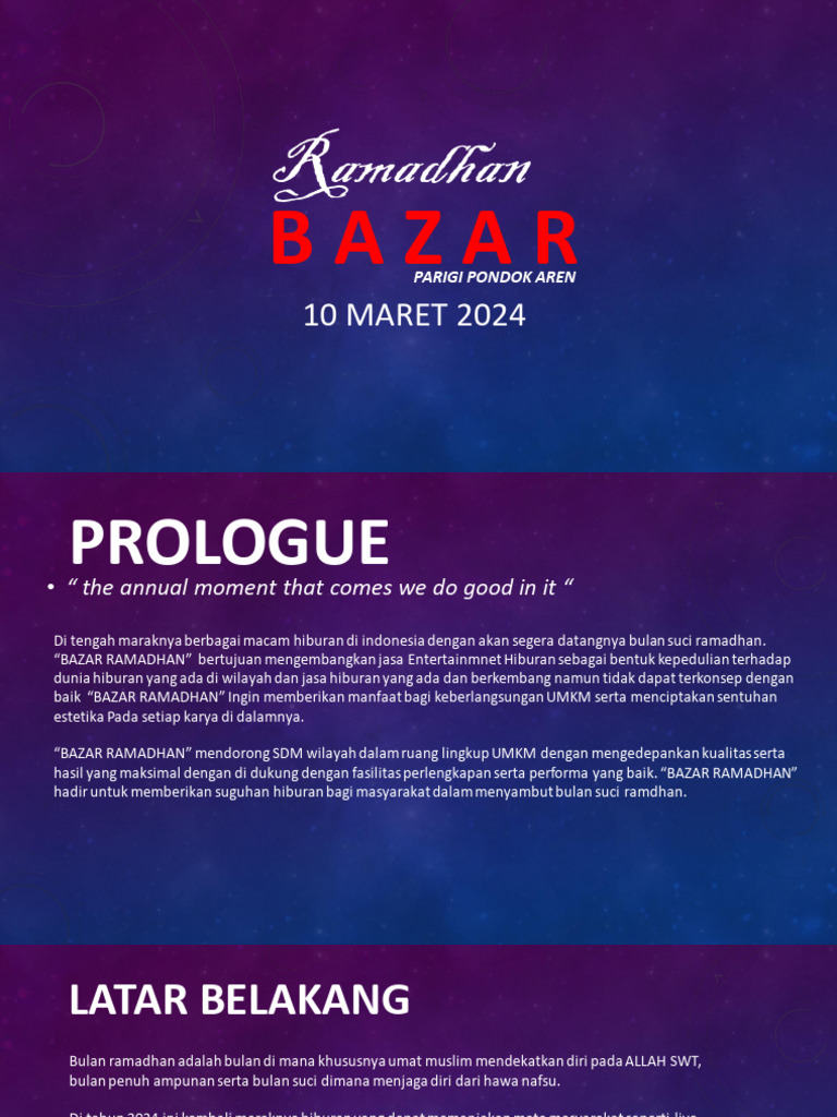 Proposal Bazar Ramadhan | PDF