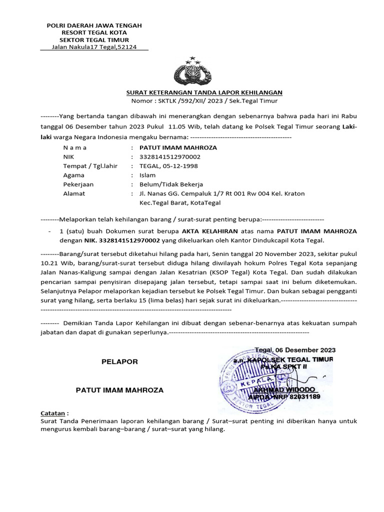 Surat Kepolisian | PDF