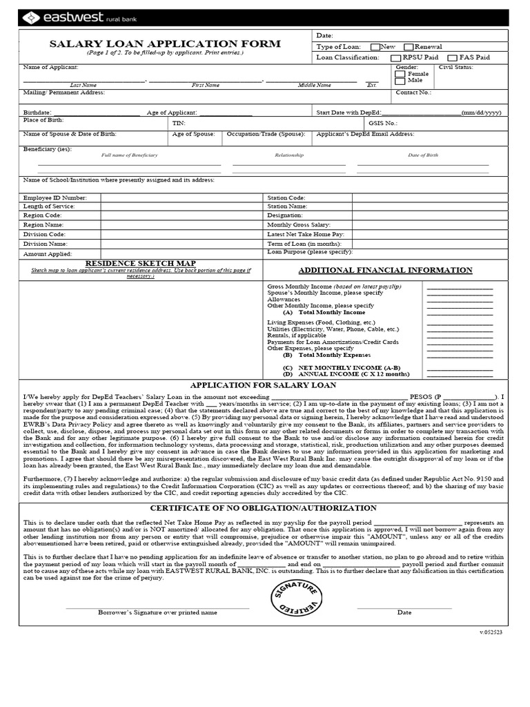 No Co Maker Application Form TSL v.052623 | PDF | Loans | Banks