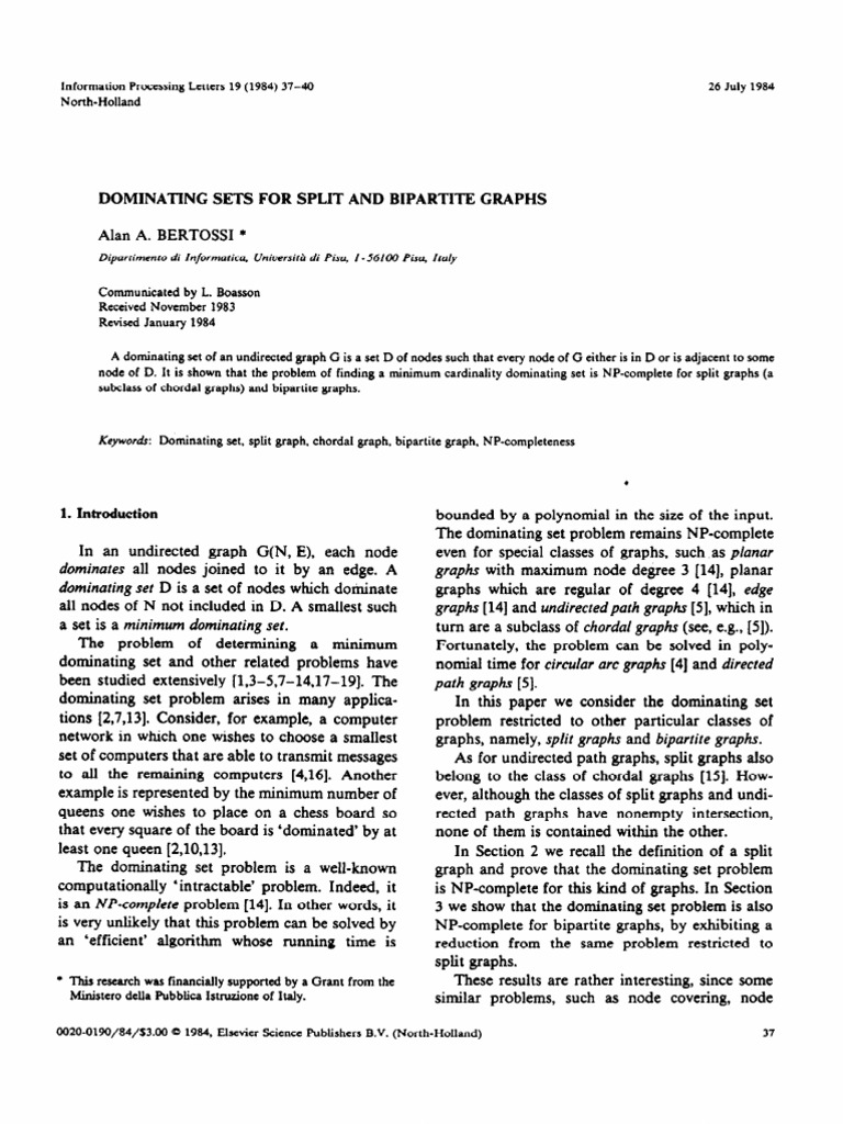 Dominating Set For Split and Bipartite Graphs | PDF | Mathematics | Mathematical Analysis
