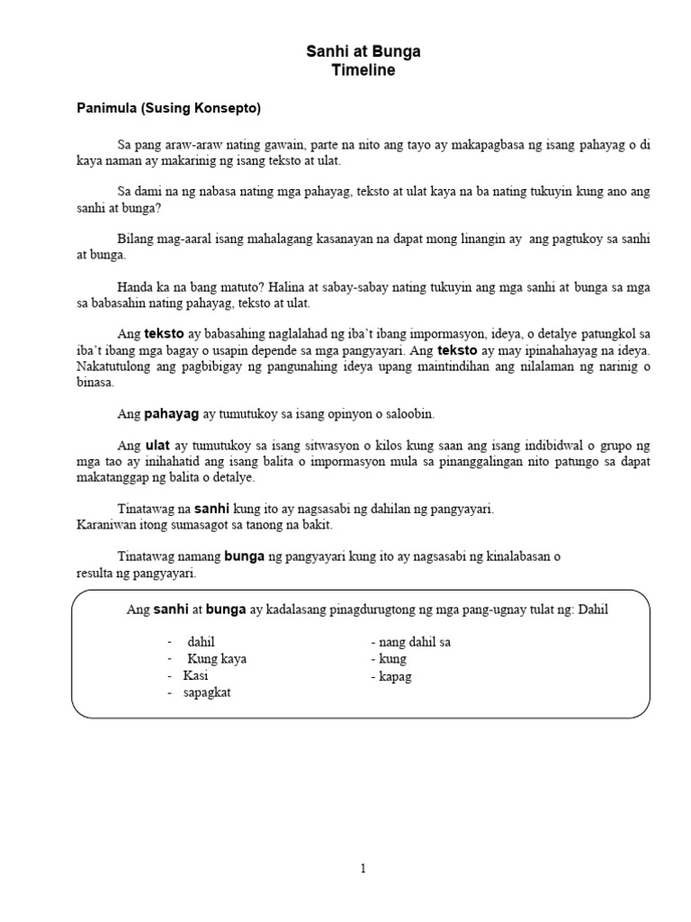 Sanhi at Bunga Timeline | PDF