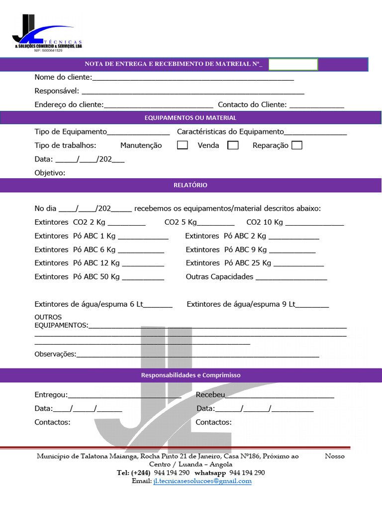Nota de Entrega e Recebimento | PDF