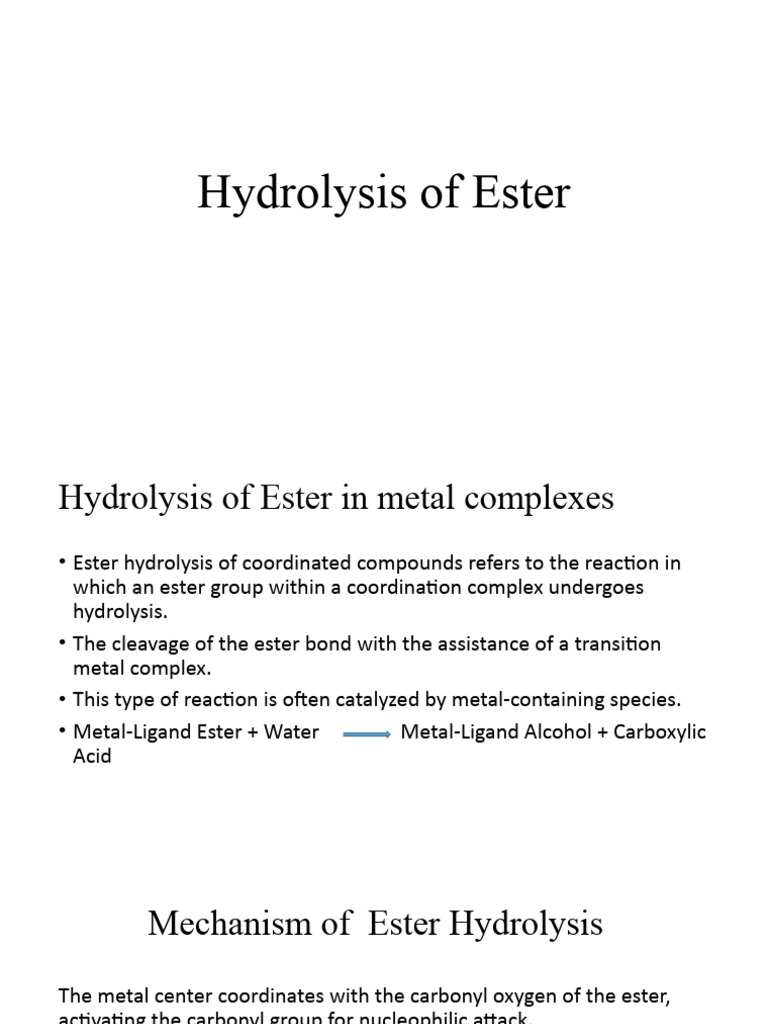 Hydrolysis of Ester | PDF