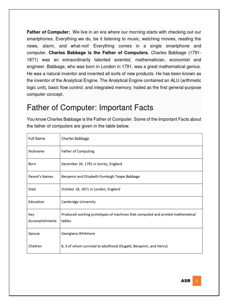 Father of Computer | PDF