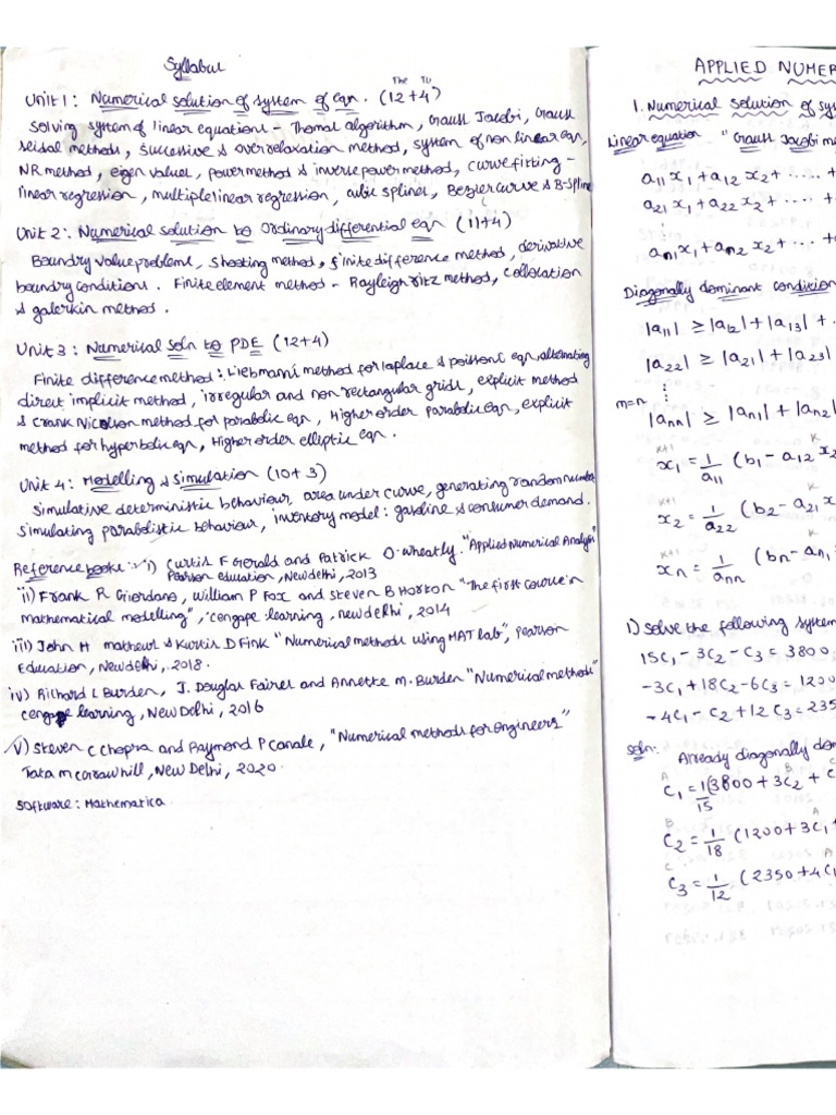 Applied Numerical Methods Note - Unit 1,2 | PDF