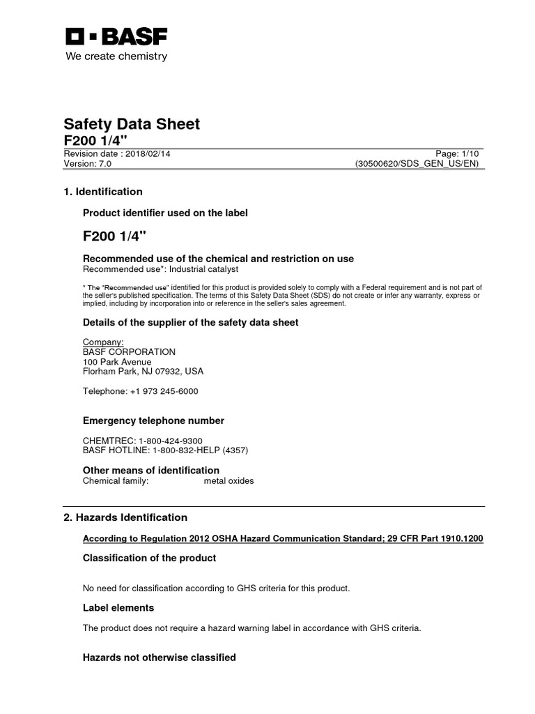 Safety Data Sheet: 1. Identification | PDF | Toxicity | Safety