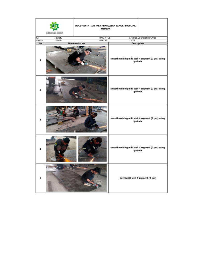 Contoh - Laporan Dokumentasi | PDF | Welding | Construction