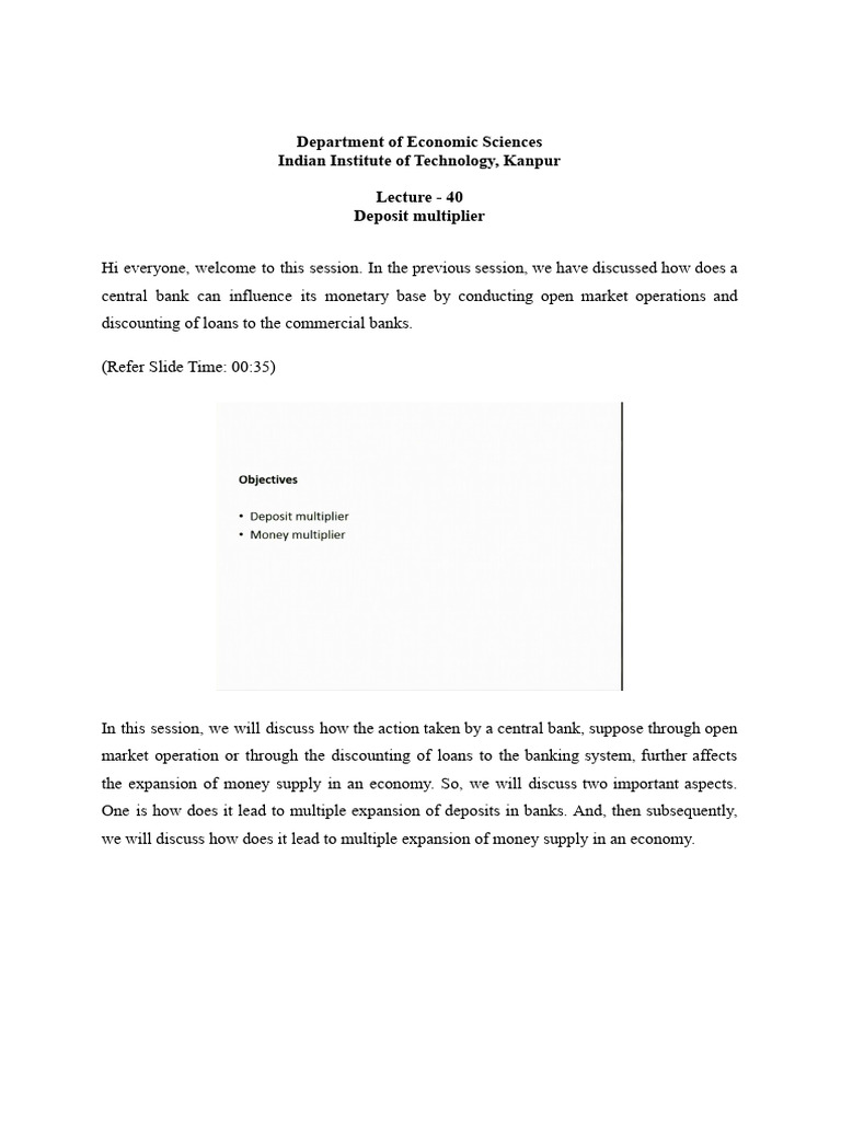 Lec 40 | PDF | Banks | Money Supply