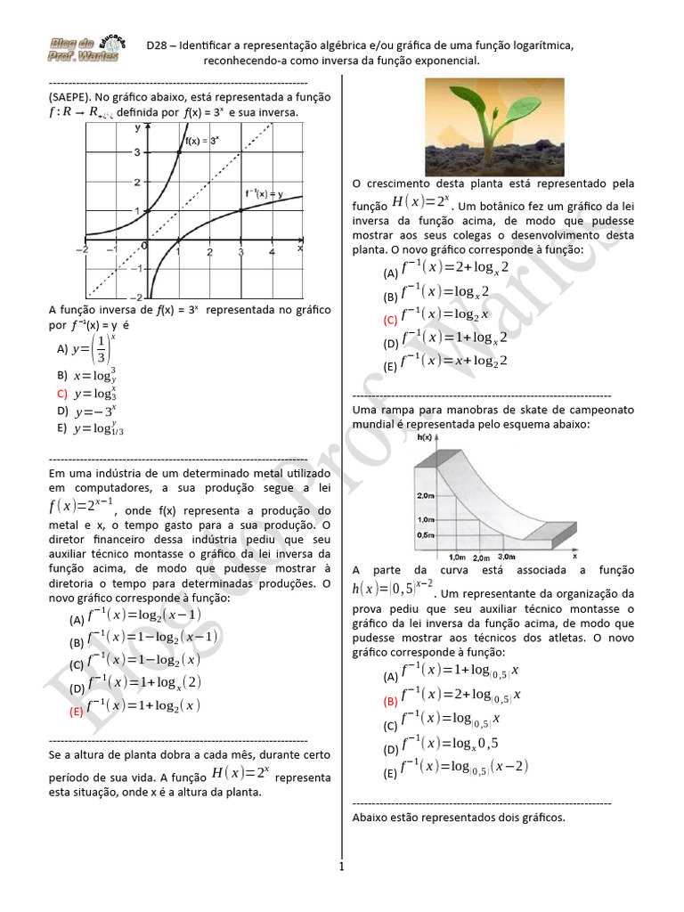 D28 (3 Série - EM - Mat.) - Blog Do Prof. Warles | PDF