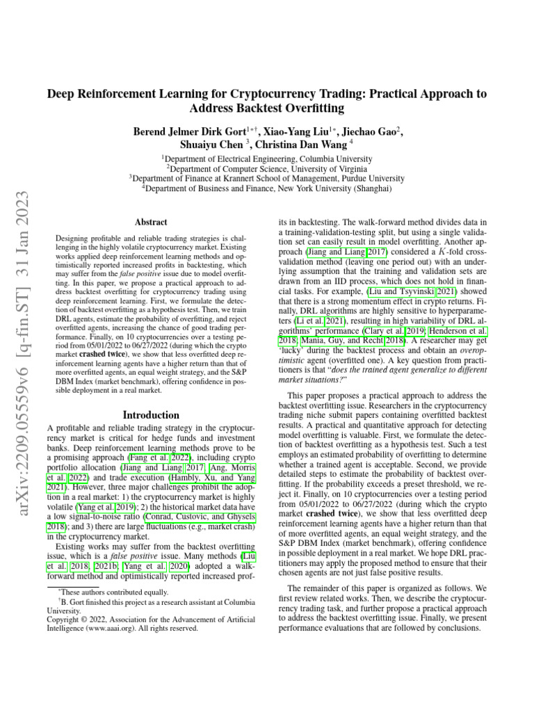 Deep Reinforcement Learning For Cryptocurrency Trading: Practical ...