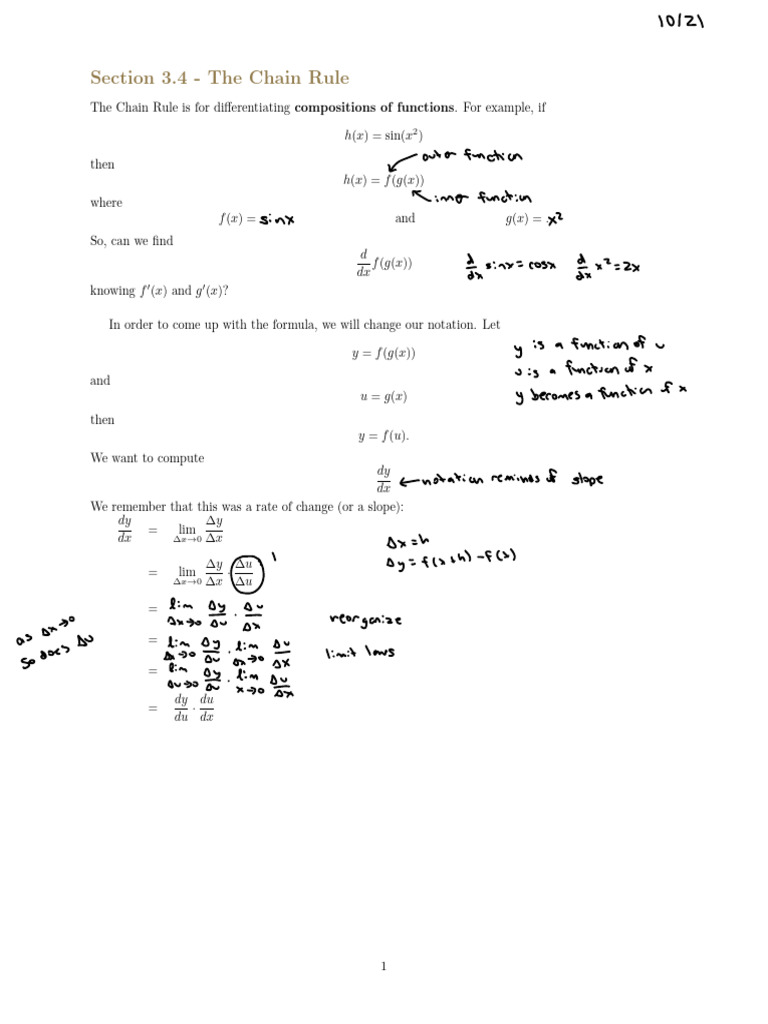 Notes on the Chain Rule | PDF
