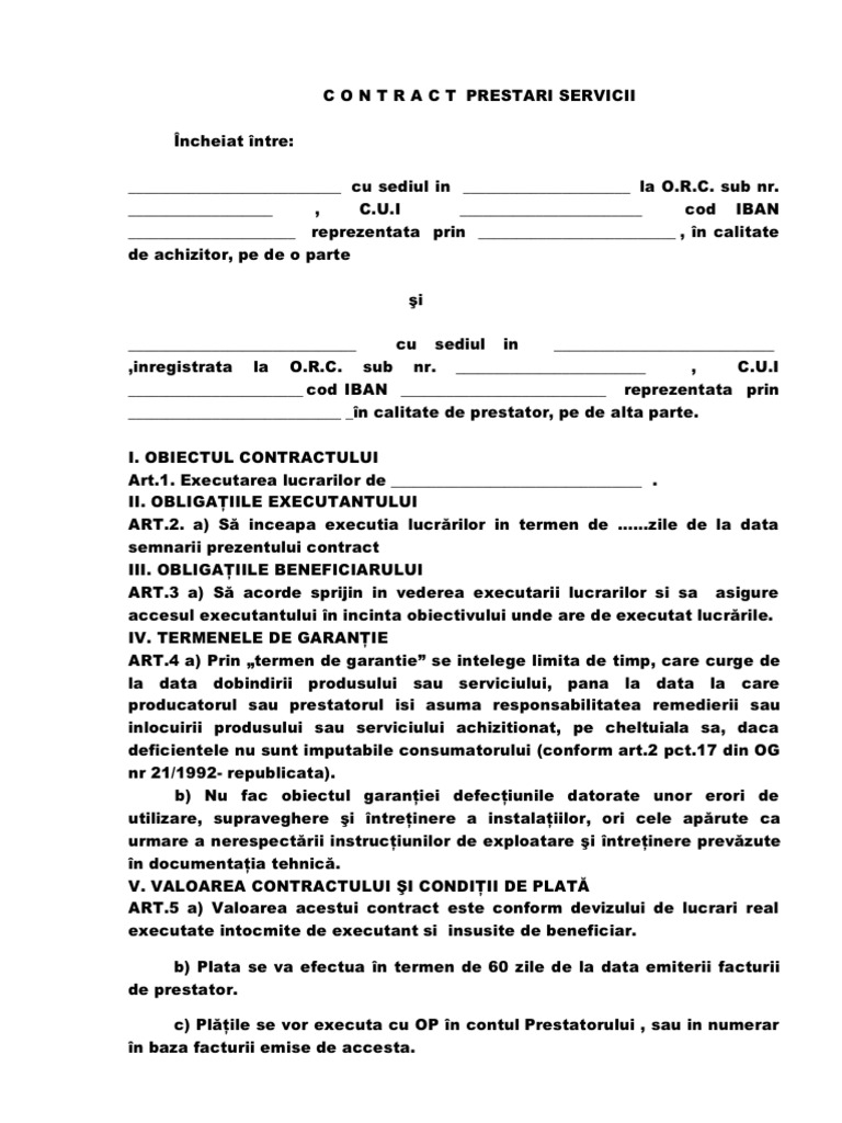Toaz - Info Contract Prestari Servicii Model Simplu PR | PDF