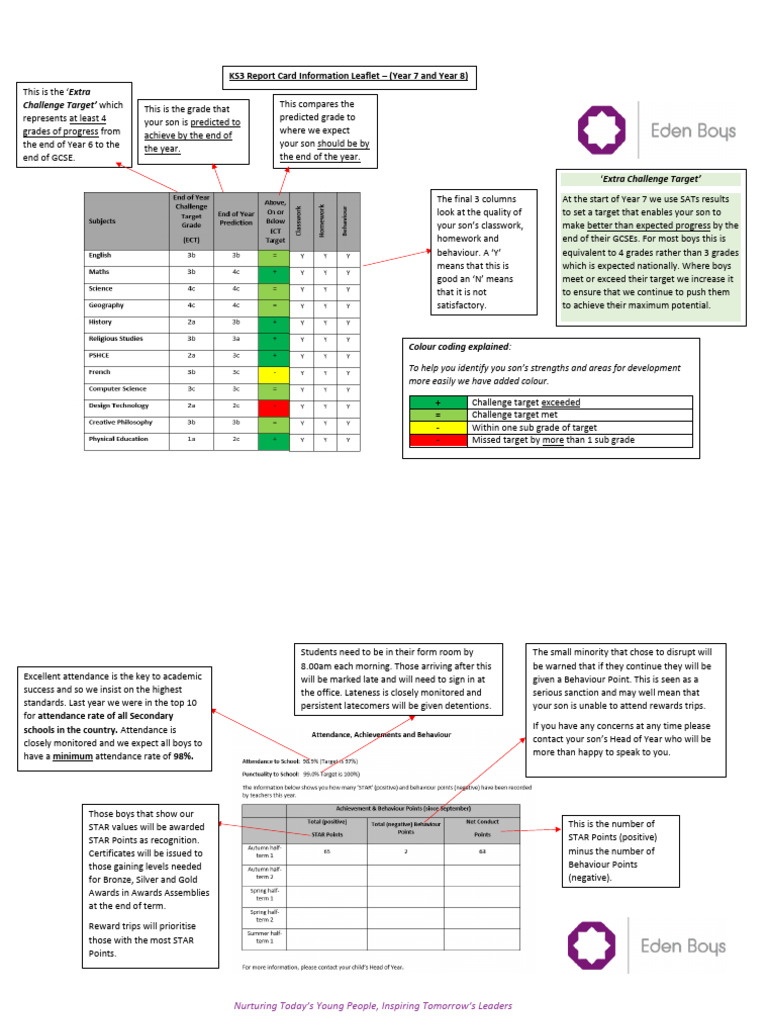 Explaining The Report Cards KS3 | PDF