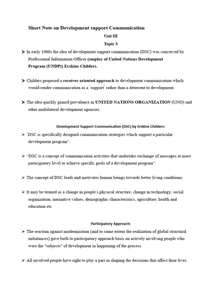 Short Note On Development Support Communication | PDF | Career & Growth ...