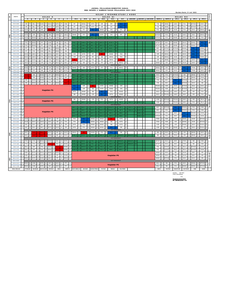 Jadwal Semester Ganjil 2023-2024 - BaruLagiLagidanLagi | PDF