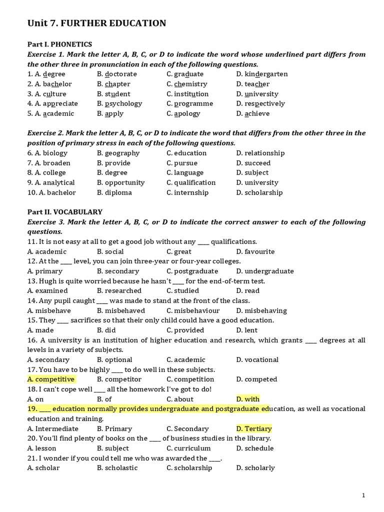 UNIT 7 Practice | PDF