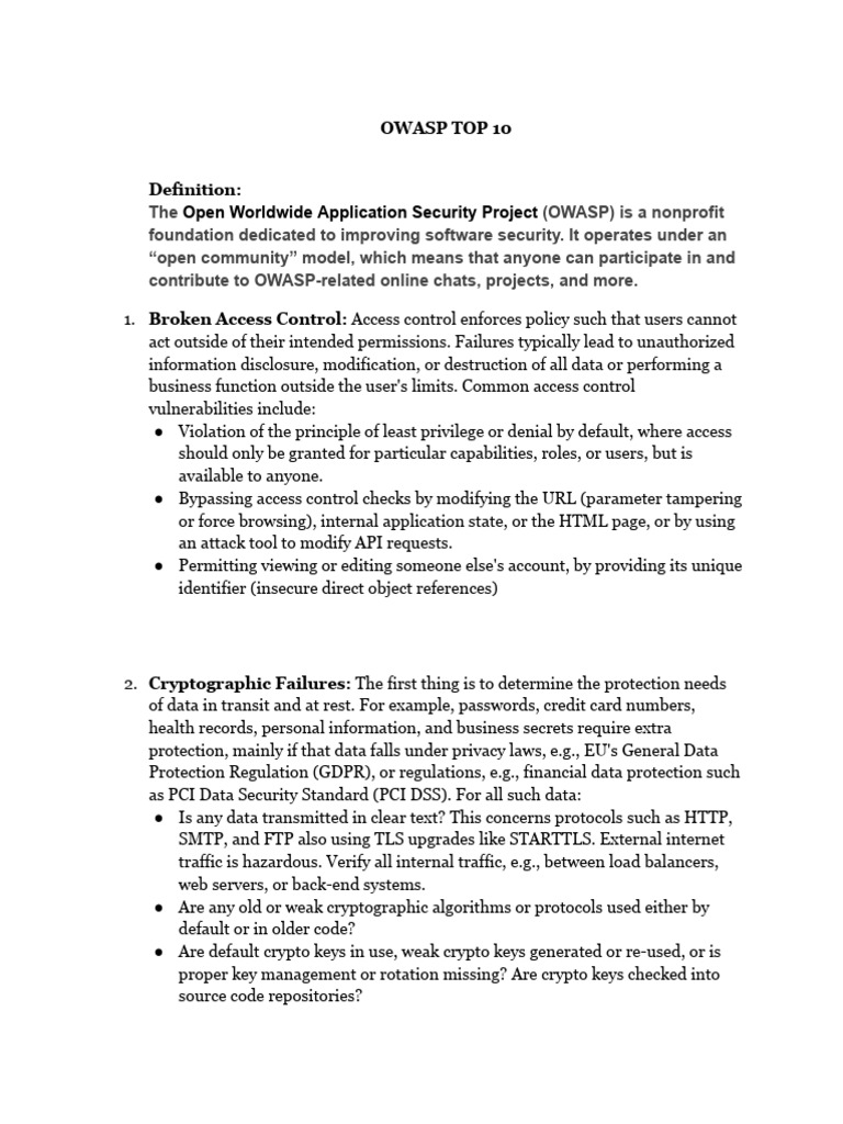 Owasp Top 10 | PDF | Security | Computer Security