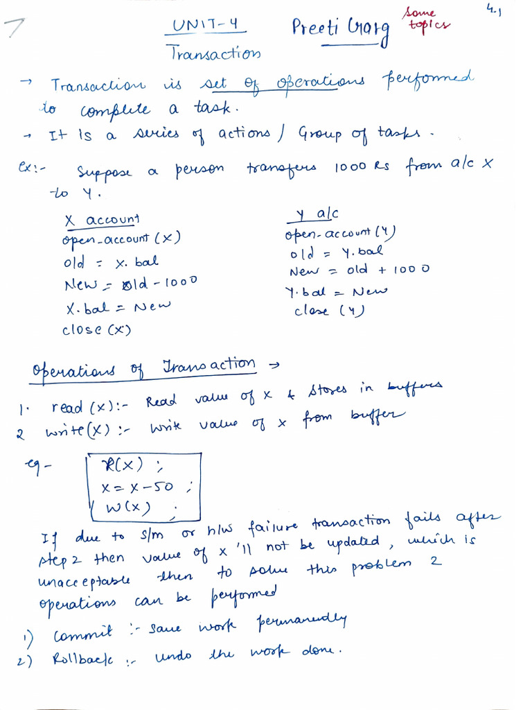 DBMS Unit 4 Handwritten | PDF