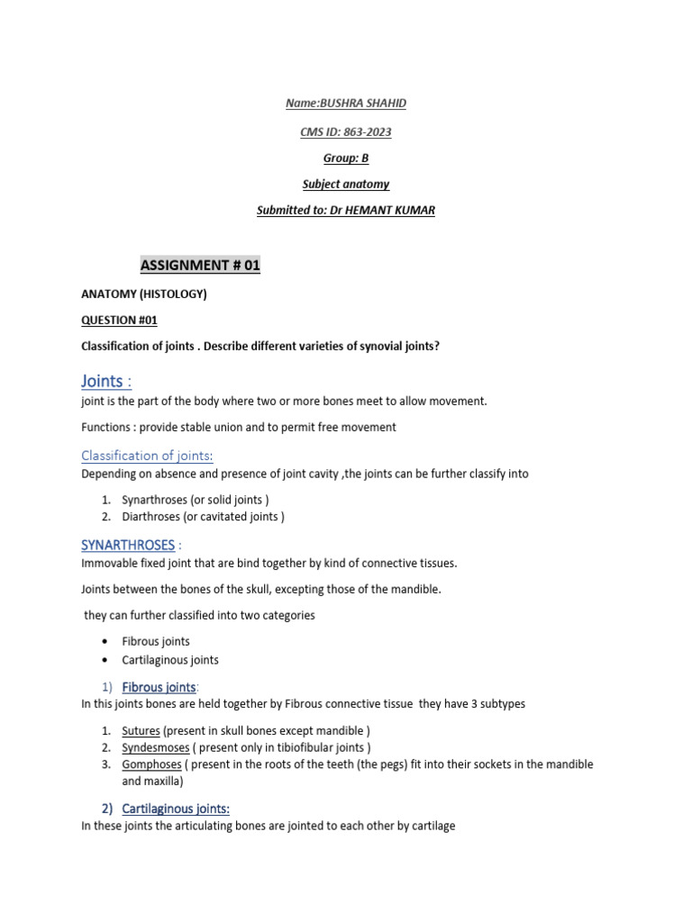 Joints | PDF | Bone | Joint