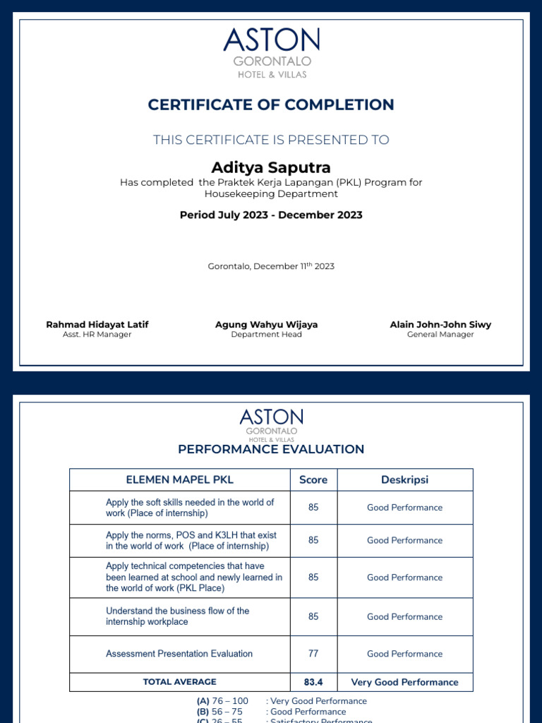 PKL Program Completion Certificates | PDF | Behavior Modification ...