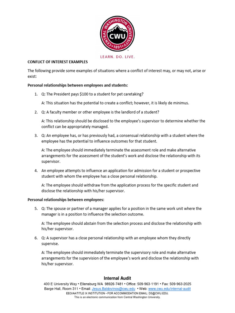 Conflict of Interest Examples | PDF
