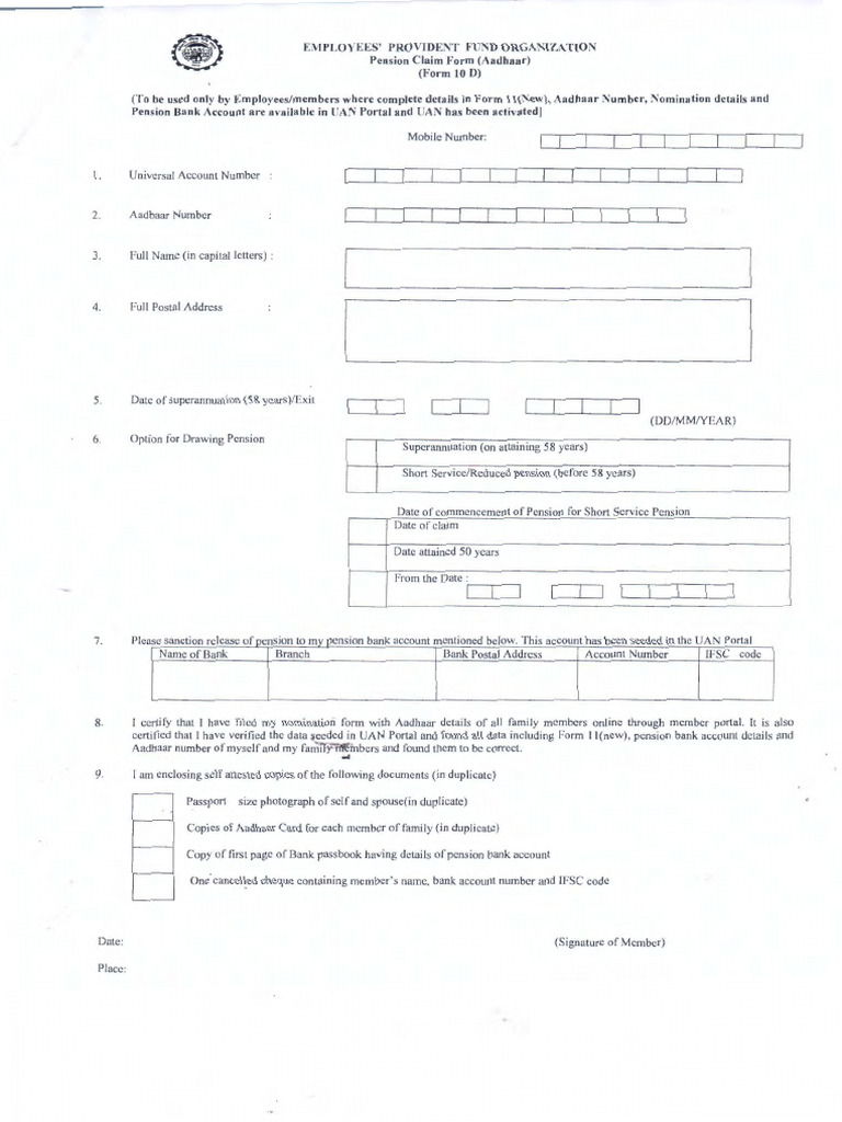 Form10D Aadhar | PDF